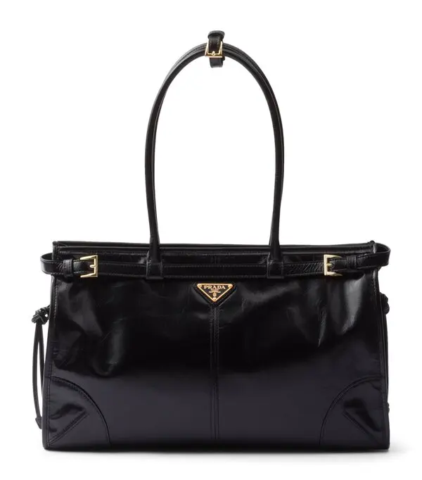 Prada Large Leather Bonnie Top-handle Bag - Black