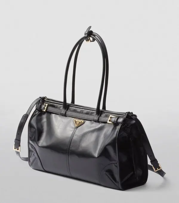Prada Large Leather Bonnie Top-handle Bag - Black