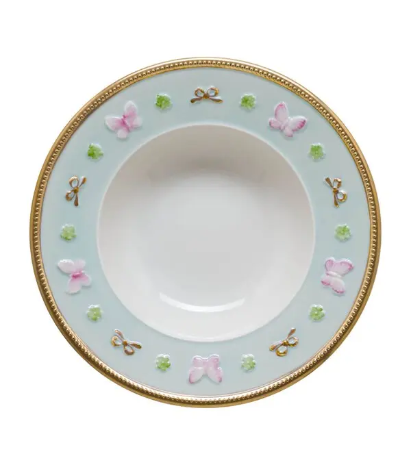VILLARI Porcelain Butterfly Soup Bowl - Blue