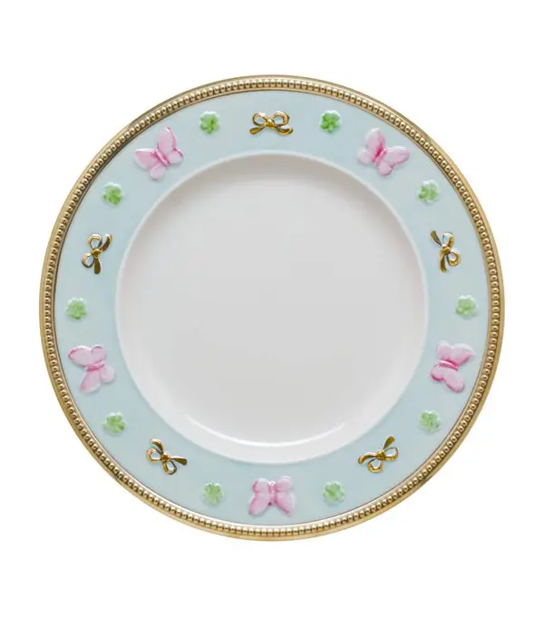 VILLARI Blooming Butterfly Dessert Plate - Blue