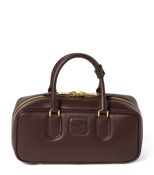 Miu Miu Arcadie Leather Top Handle Bag - Brown