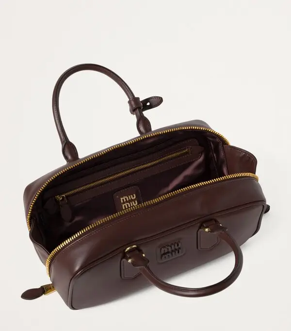 Miu Miu Arcadie Leather Top Handle Bag - Brown
