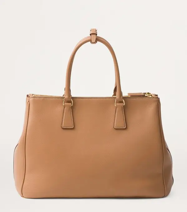Prada Large Leather Galleria Top Handle Bag - Neutral