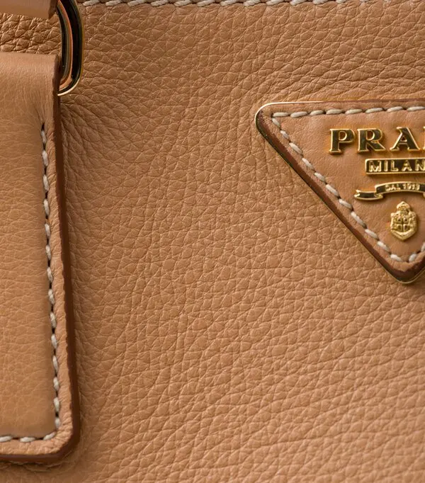 Prada Large Leather Galleria Top Handle Bag - Neutral