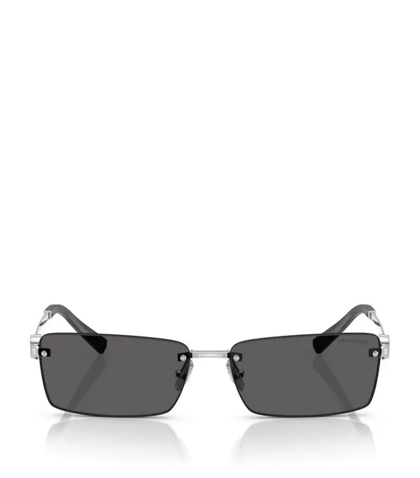 Tiffany & Co. Rectangular Rimless Metal Sunglasses - Silver