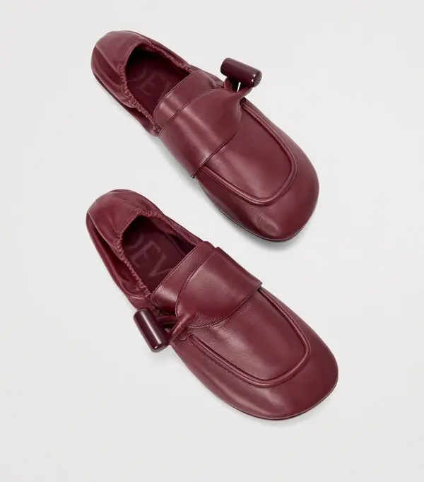 Loewe Leather Toggle Loafers - Red