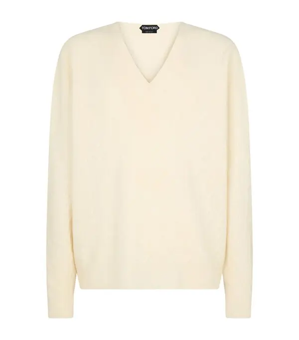 TOM FORD Wool V-neck Cable Knit Sweater