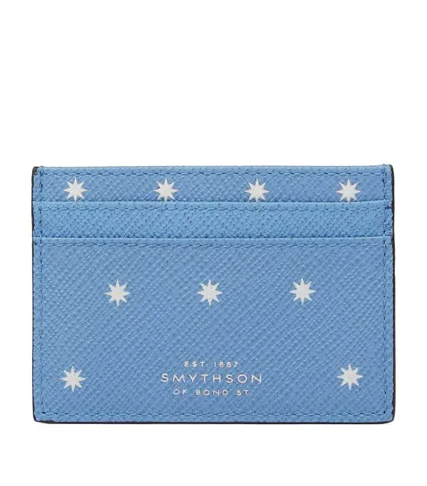 Smythson Panama Leather Stars Card Holder - Blue