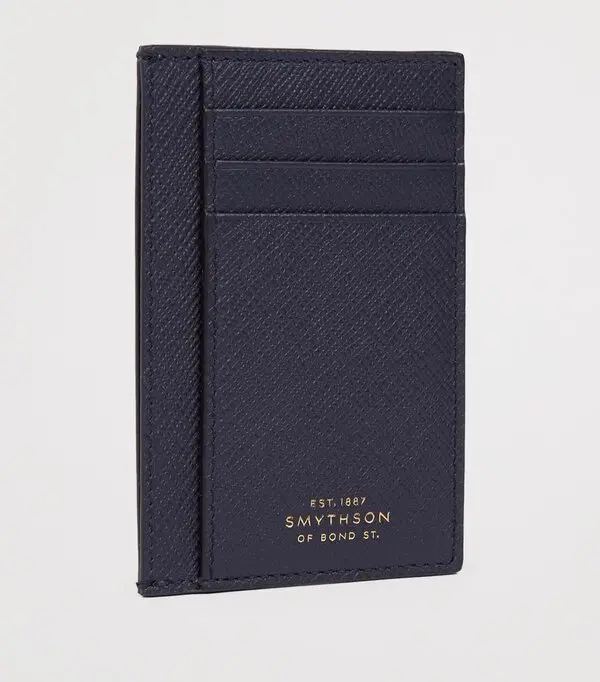 Smythson Panama Leather Compact Card Holder - Blue