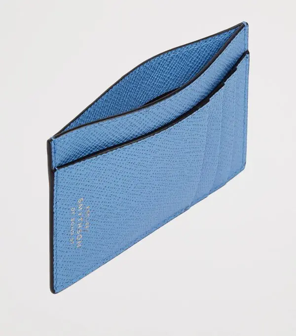 Smythson Panama Leather Compact Card Holder - Blue