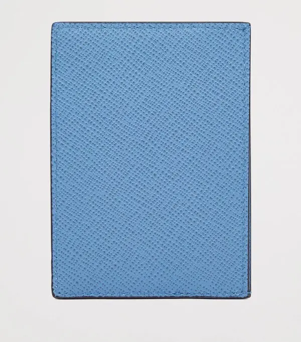 Smythson Panama Leather Compact Card Holder - Blue