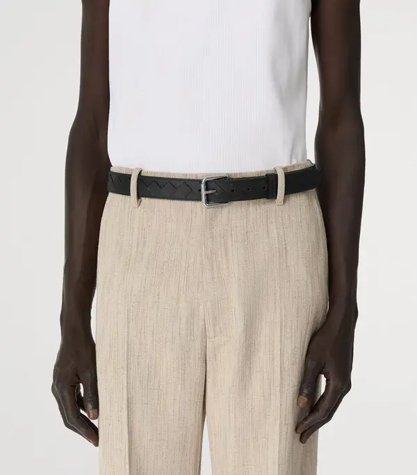 Bottega Veneta Intrecciato Leather Stamp Belt