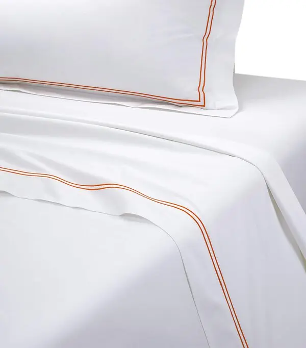YVES DELORME Organic Cotton Super King Flat Sheet - Orange