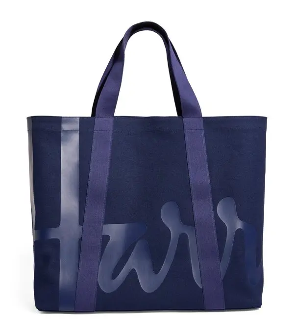Harrods Large Cotton Logo Tote - Navy