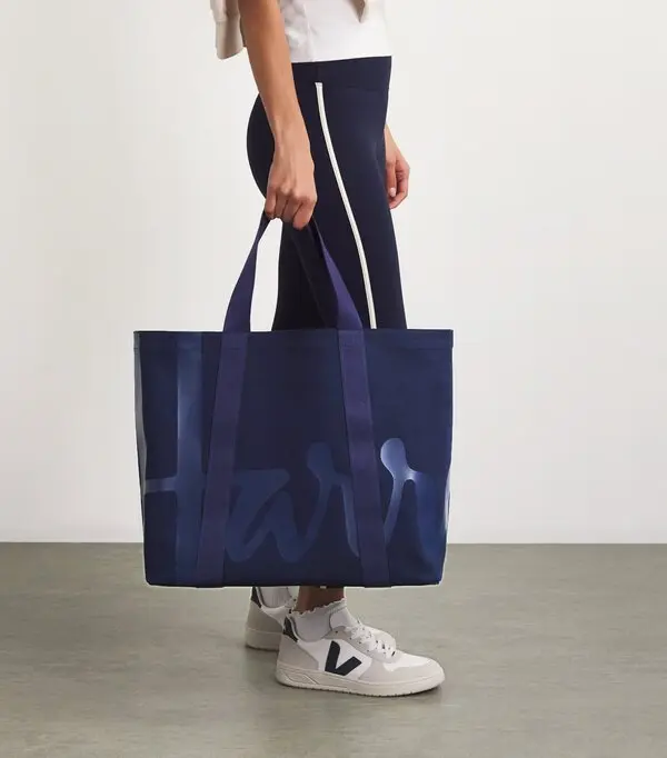 Harrods Large Cotton Logo Tote - Navy