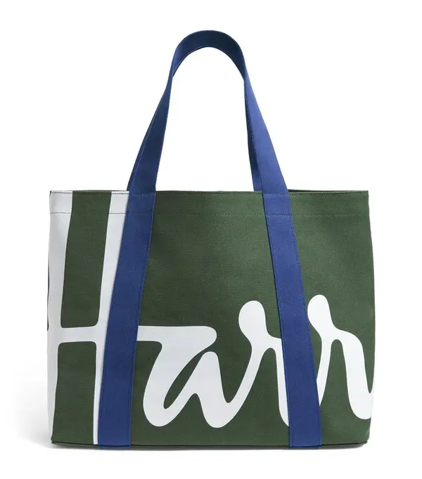 Harrods Medium Cotton Logo Tote Bag - Green
