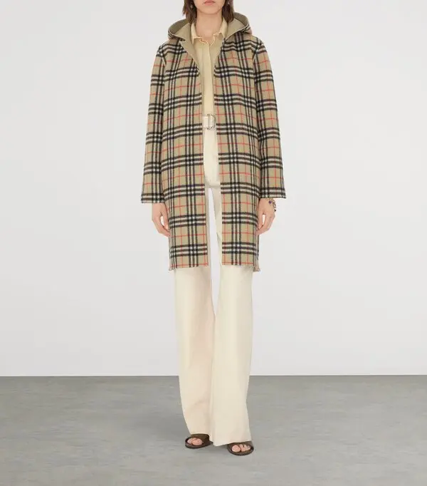 Burberry Wool Reversible Hooded Wrap Coat