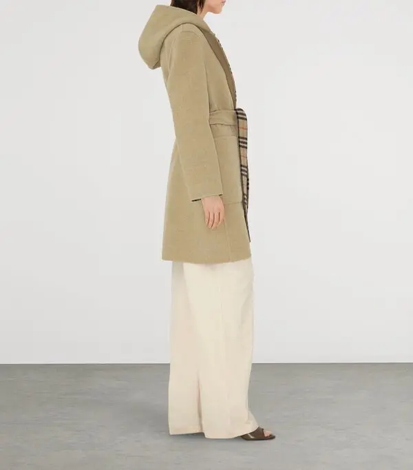 Burberry Wool Reversible Hooded Wrap Coat