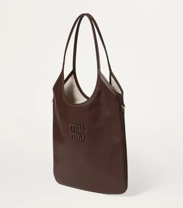Miu Miu Leather Ivy Tote Bag - Brown