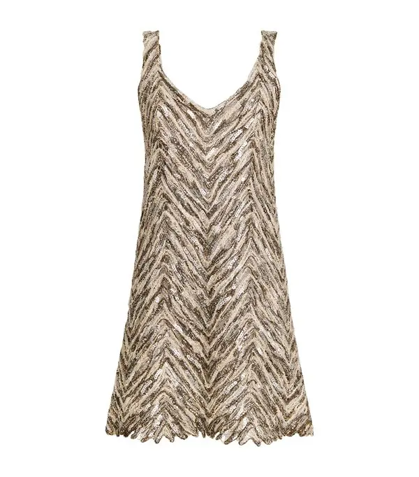 Brunello Cucinelli Chevron Sequinned Mini Dress