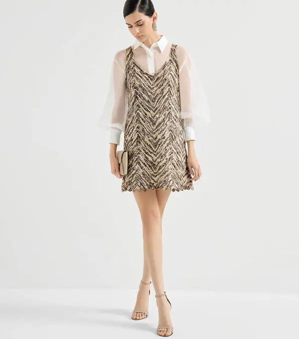 Brunello Cucinelli Chevron Sequinned Mini Dress
