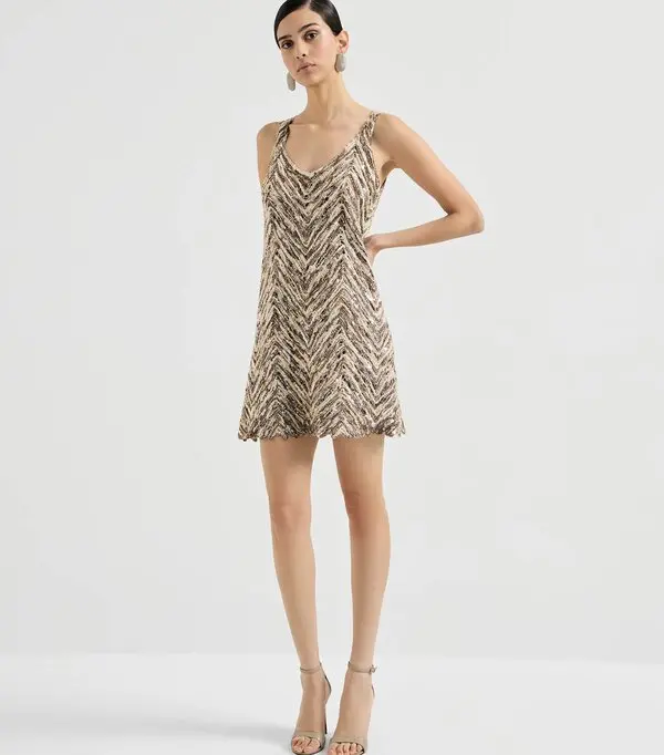 Brunello Cucinelli Chevron Sequinned Mini Dress