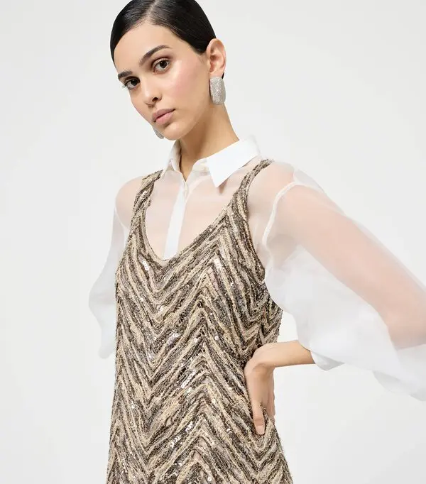Brunello Cucinelli Chevron Sequinned Mini Dress