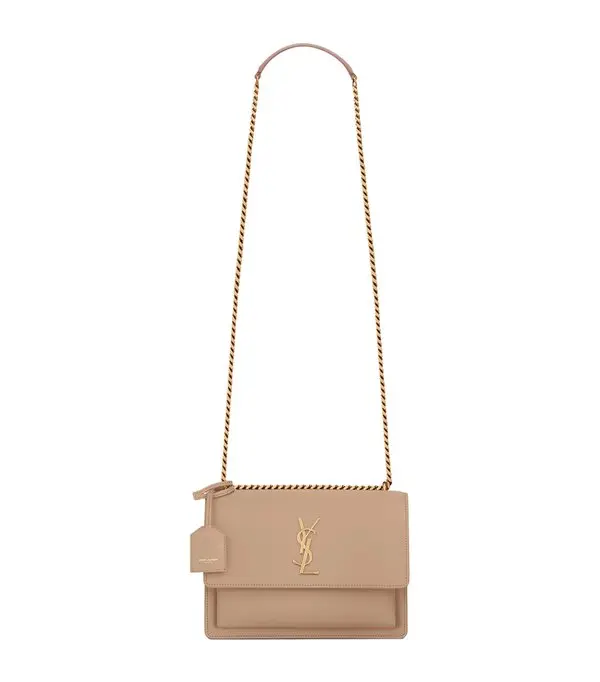 Saint Laurent Medium Sunset Shoulder Bag - Beige