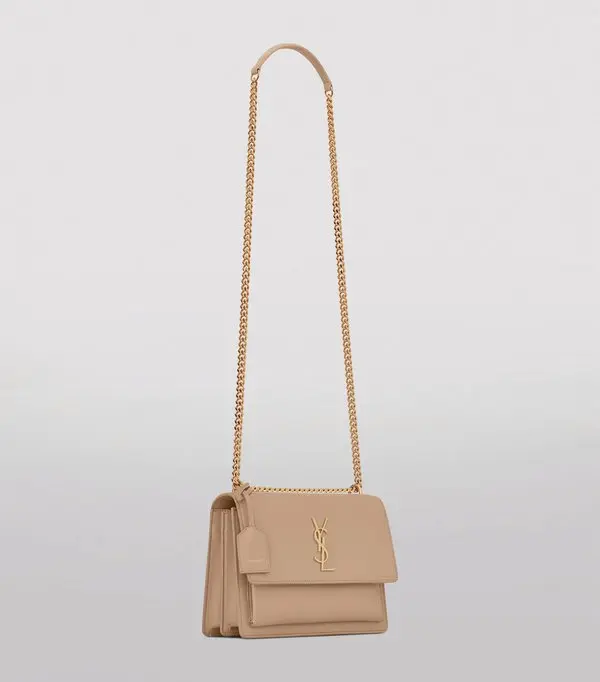 Saint Laurent Medium Sunset Shoulder Bag - Beige