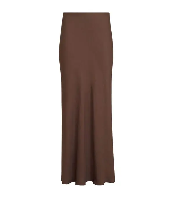 Brunello Cucinelli Twill Maxi Skirt With Side Slit - Brown