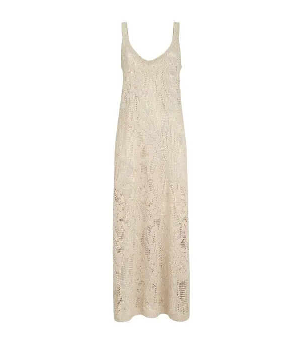 Brunello Cucinelli Lace Knit Maxi Dress - Beige