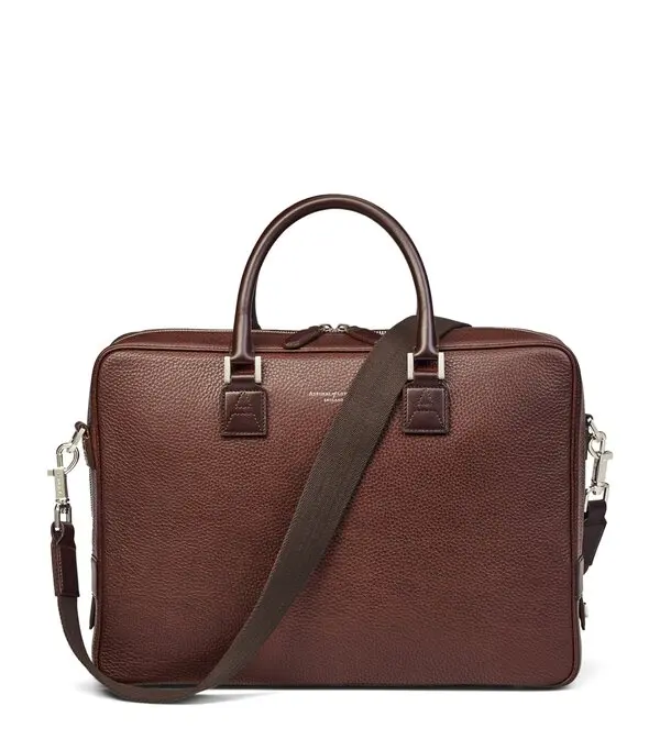 ASPINAL OF LONDON Leather Mount Street Briefcase - Brown