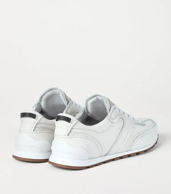 Brunello Cucinelli Grained Leather Running Sneakers - Yellow