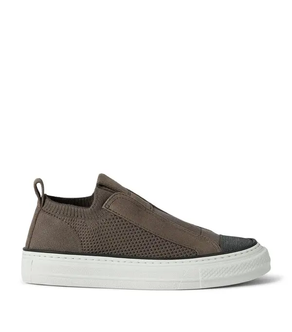 Brunello Cucinelli Knitted Suede-trimmed Sneakers