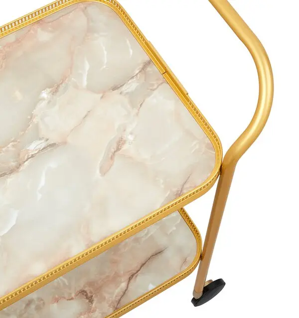 KAYMET Marble Two-tiered Trolley - Brown
