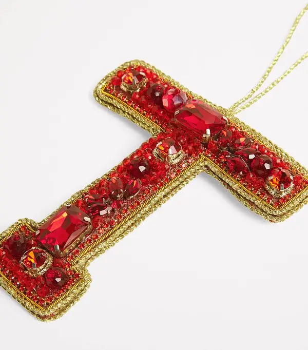 Tinker Tailor Embellished 't' Tree Decoration - Red