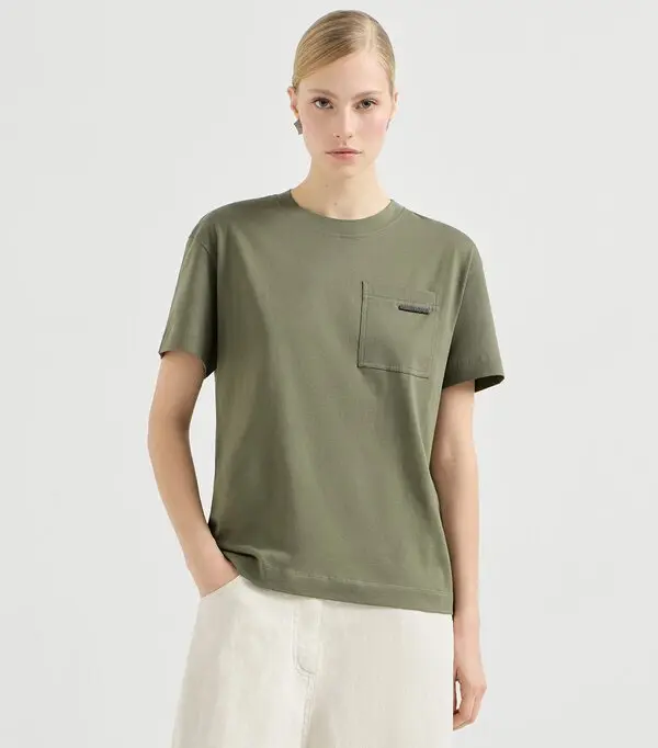 Brunello Cucinelli Cotton T-shirt With Monili Trim