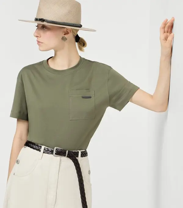 Brunello Cucinelli Cotton T-shirt With Monili Trim
