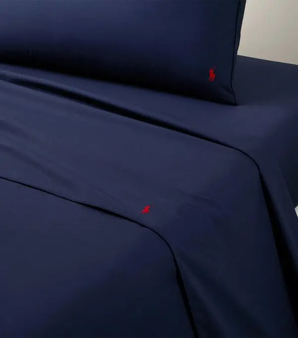 Ralph Lauren Cotton Player Flat Sheet - Navy