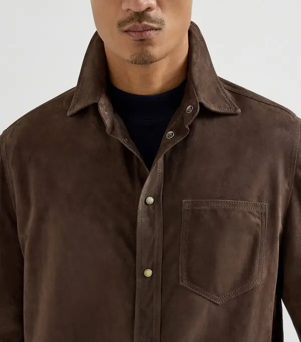 Brunello Cucinelli Suede Shirt - Brown