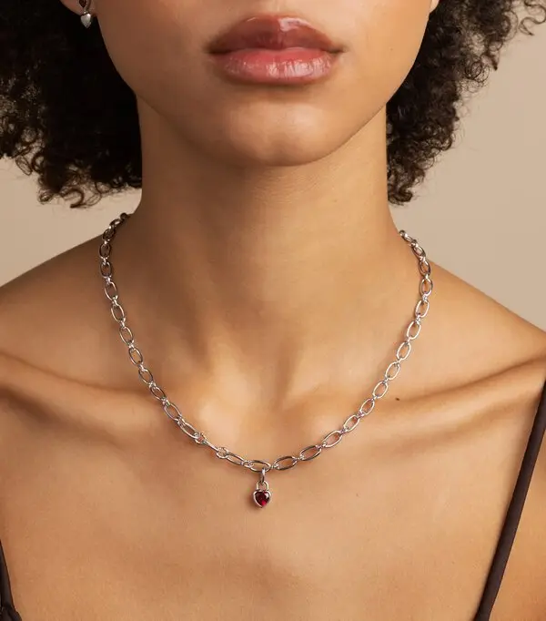 ASTRID & MIYU Rhodium-plated Heart Charm With Cubic Zirconia
