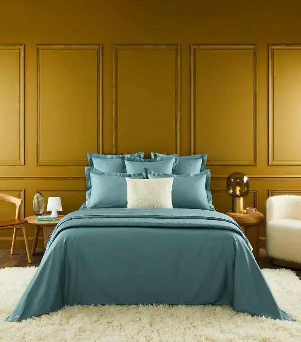YVES DELORME Triomphe Super King Fitted Sheet - Green