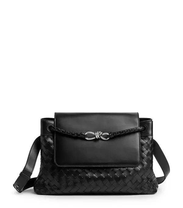 Bottega Veneta Medium Calfskin Andiamo Messenger Bag - Grey