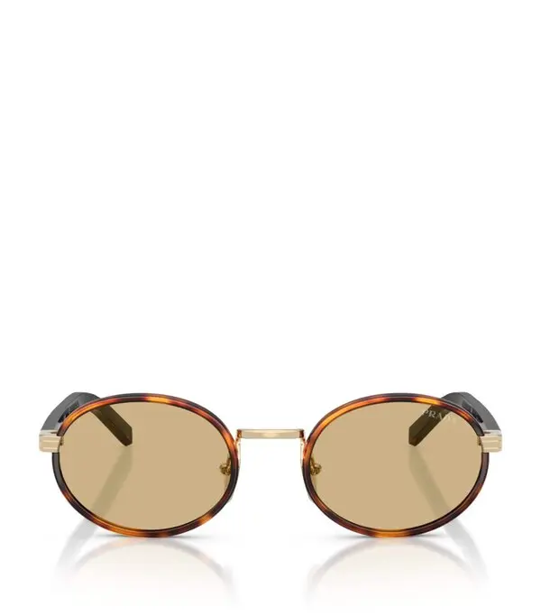 Prada Oval Sunglasses With Tortoiseshell Effect - Brown