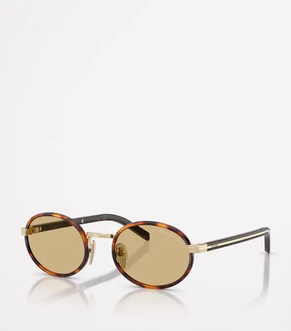 Prada Oval Sunglasses With Tortoiseshell Effect - Brown