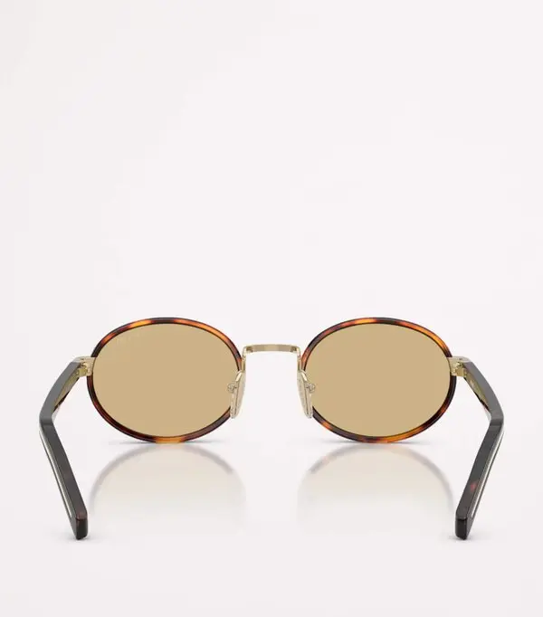 Prada Oval Sunglasses With Tortoiseshell Effect - Brown