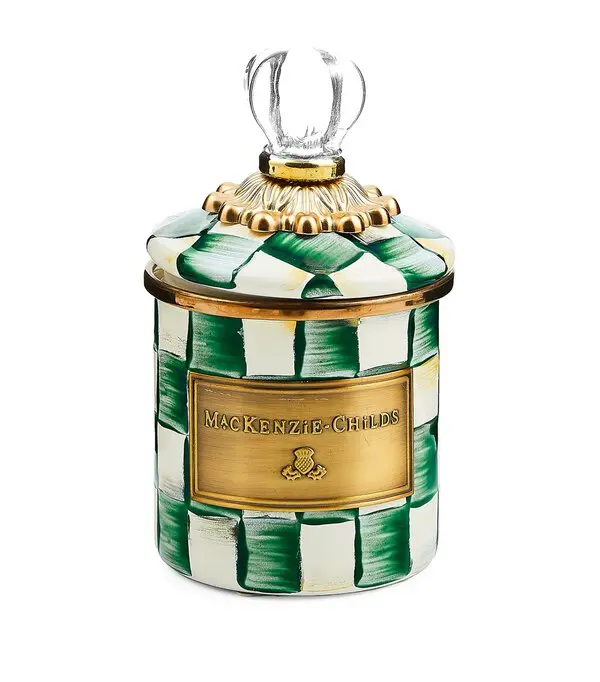 MACKENZIE-CHILDS Emerald Check Mini Cannister - Green