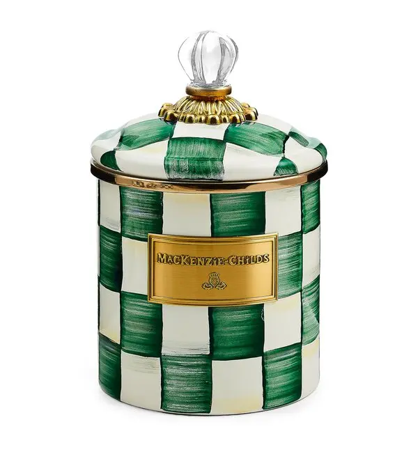 MACKENZIE-CHILDS Emerald Check Small Cannister - Green