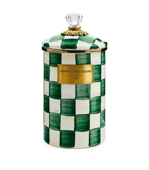 MACKENZIE-CHILDS Emerald Check Large Cannister - Green