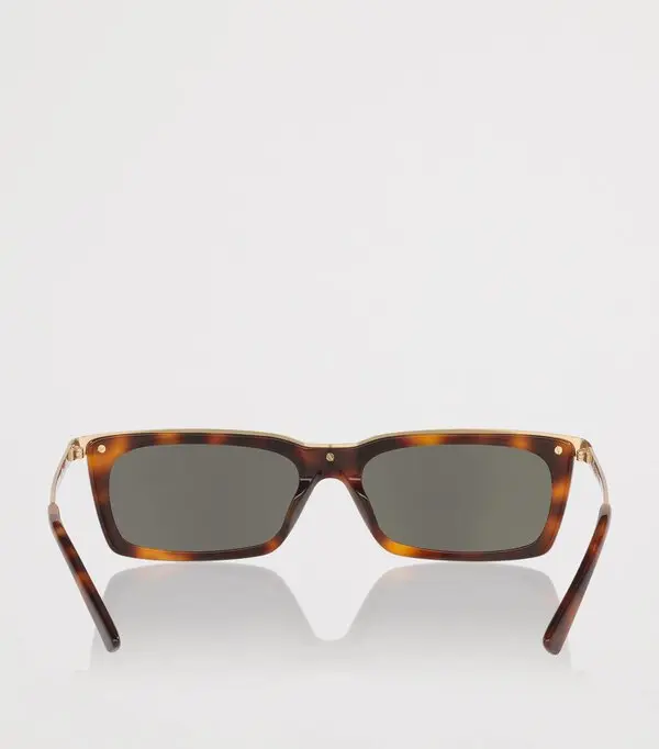 Saint Laurent Tortoiseshell Rectangle Full Rim Sunglasses